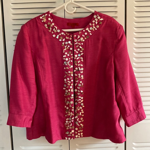 Joni B. | Jackets & Coats | Hot Pink Jacket With Shell Trim | Poshmark
